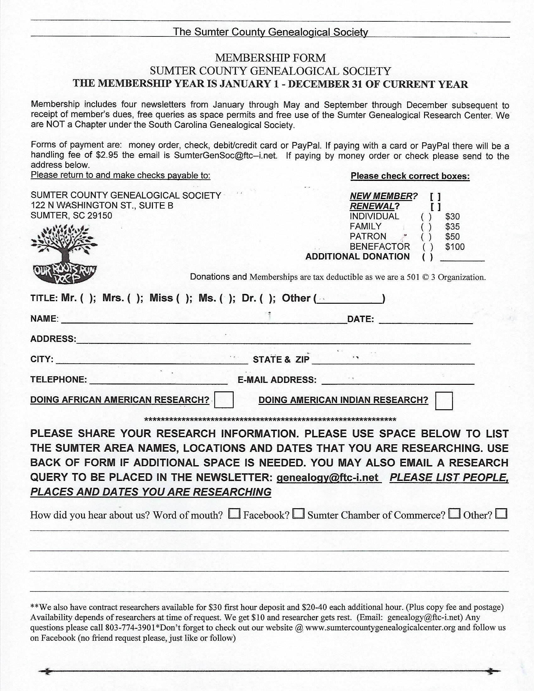 Membership – Sumter County Genealogical Center